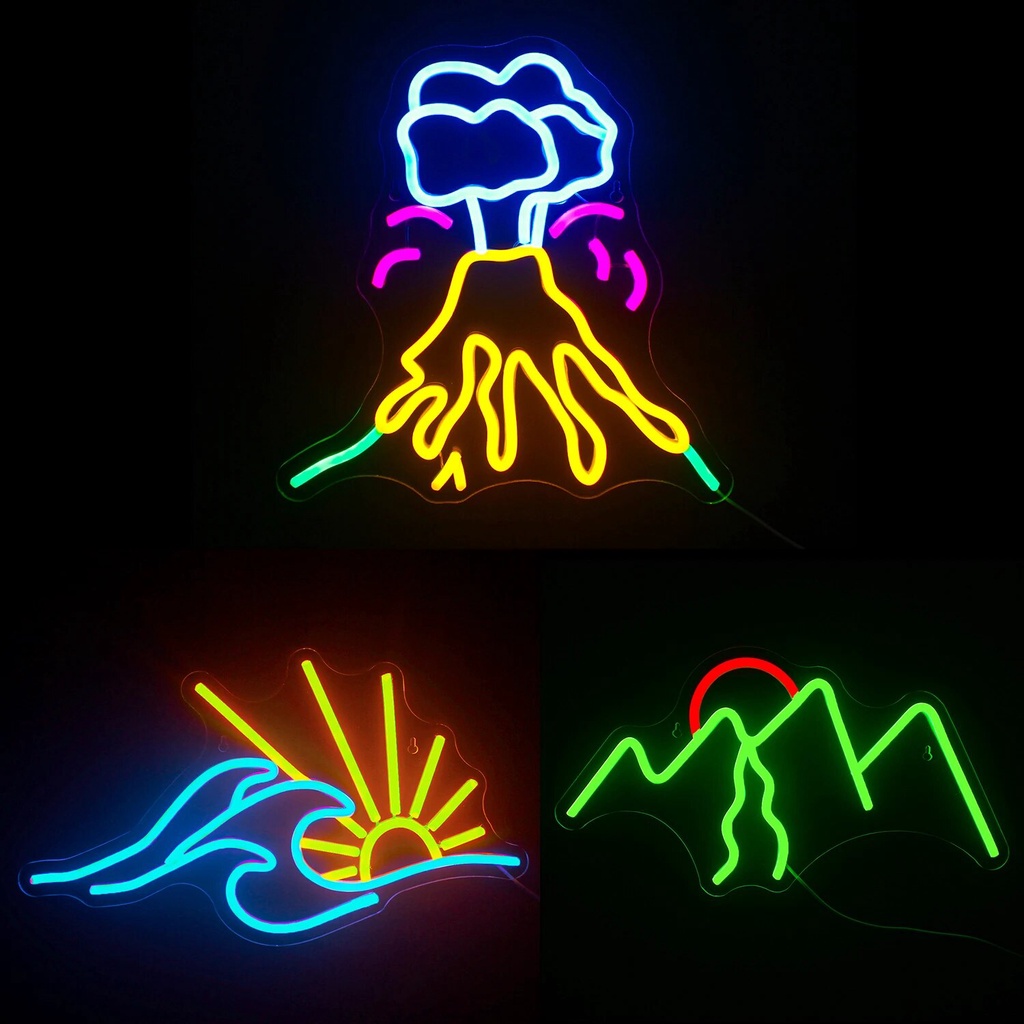Jual Volcano Neon Sign Funny Neon Signs for Wall Decor Mountain Led ...