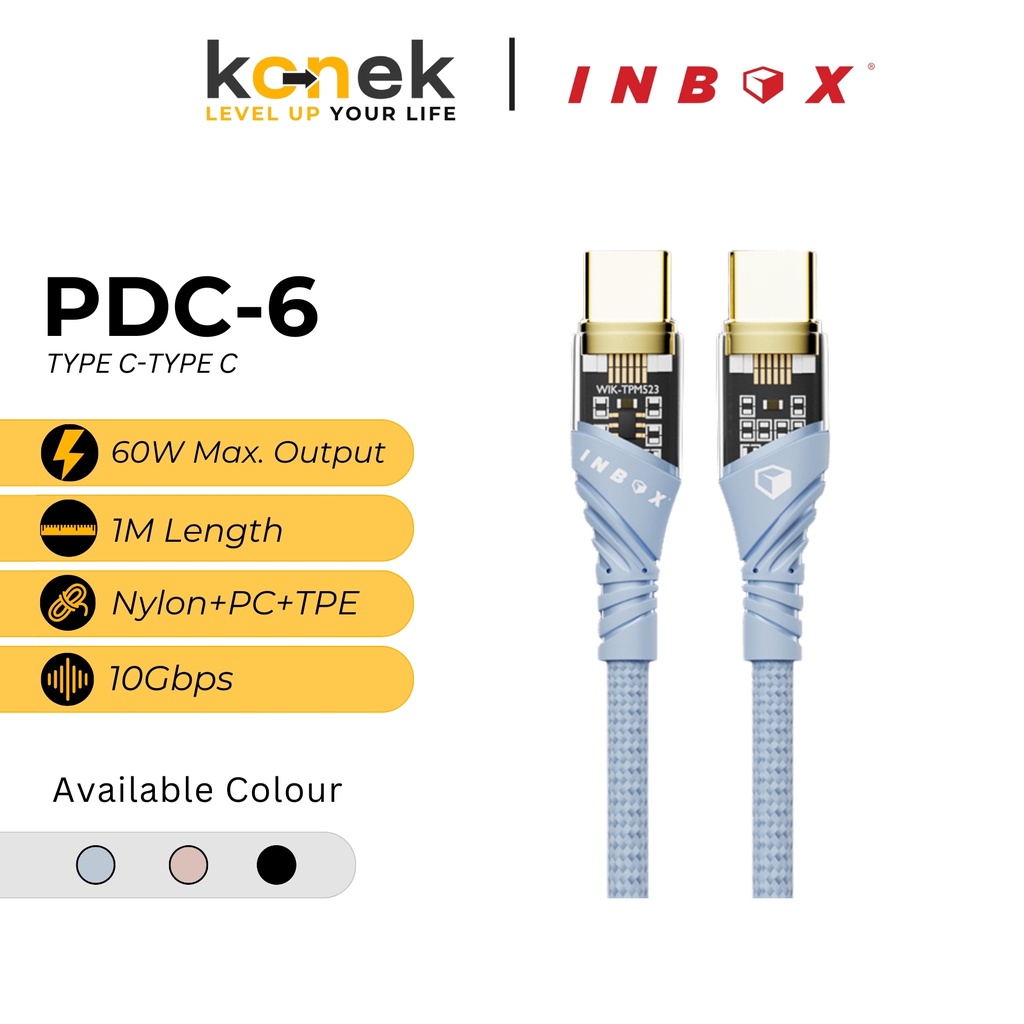 Jual Inbox PDC-6 Transparan Kabel Data 60W Type C to Type C PD Fast ...