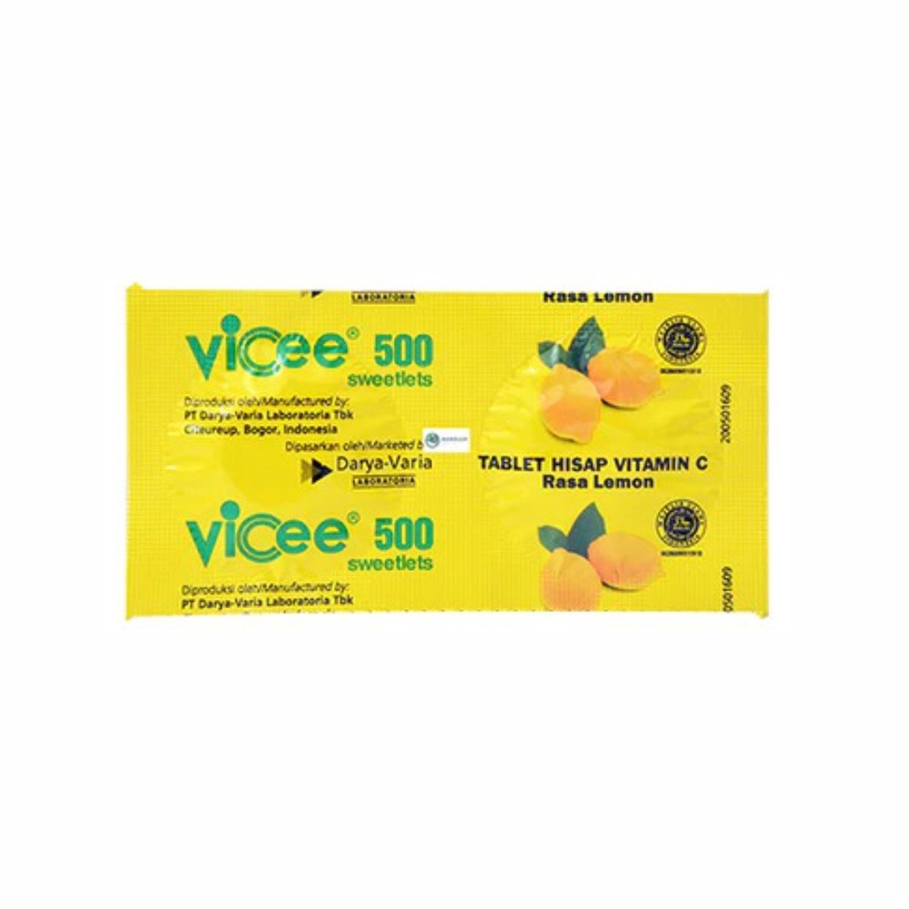 Jual Vicee 500 Mg Tablet Hisap Vitamin C Lemon Strip Isi 2 Tablet ...