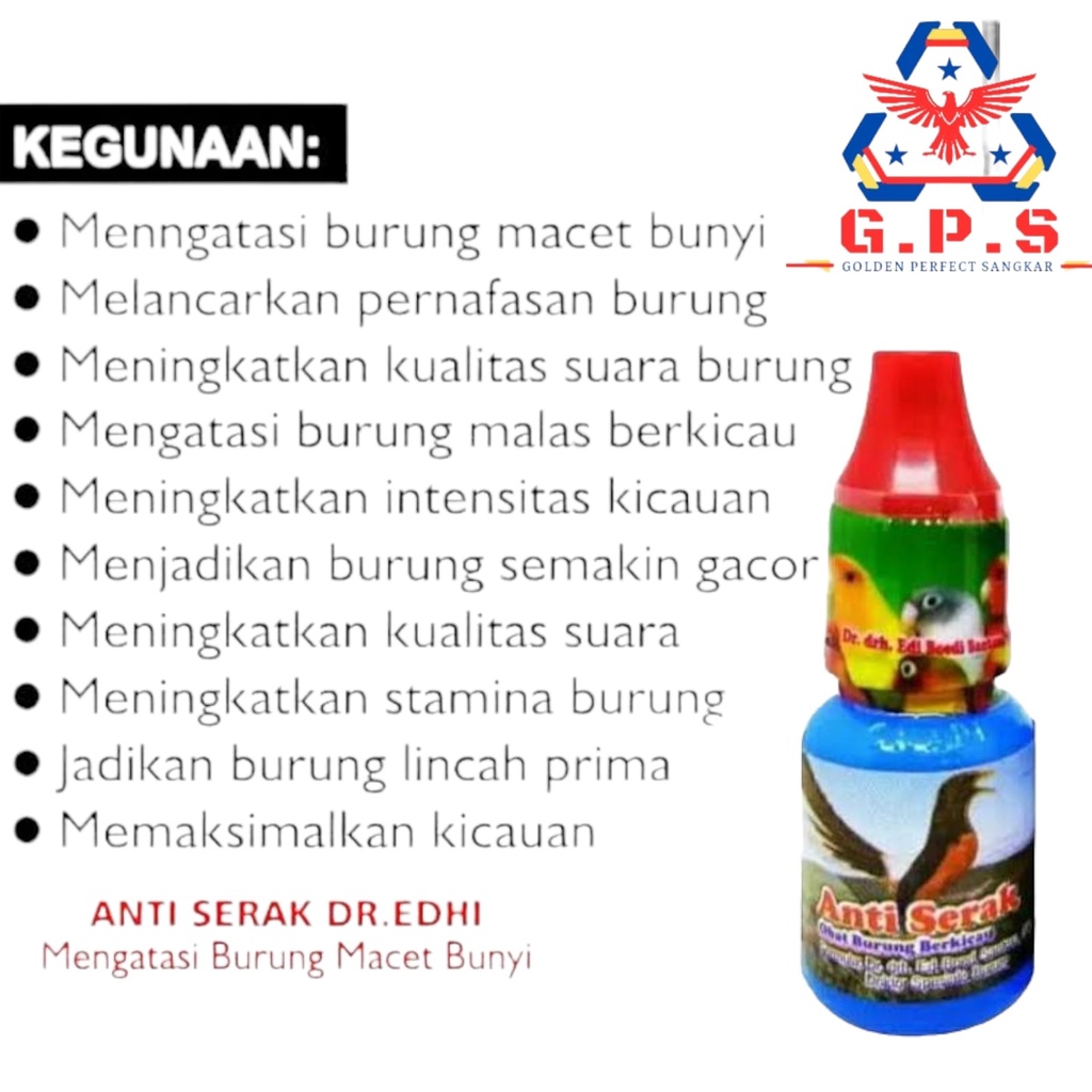Jual Anti Serak Obat Burung Berkicau Dr Edi 2.5ml | Shopee Indonesia