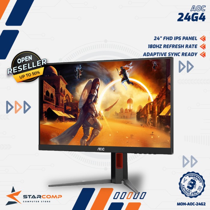 Jual AOC 24G4 24" IPS 1080p FHD 180Hz HDMI DP HDR10 Ergo Stand Monitor ...