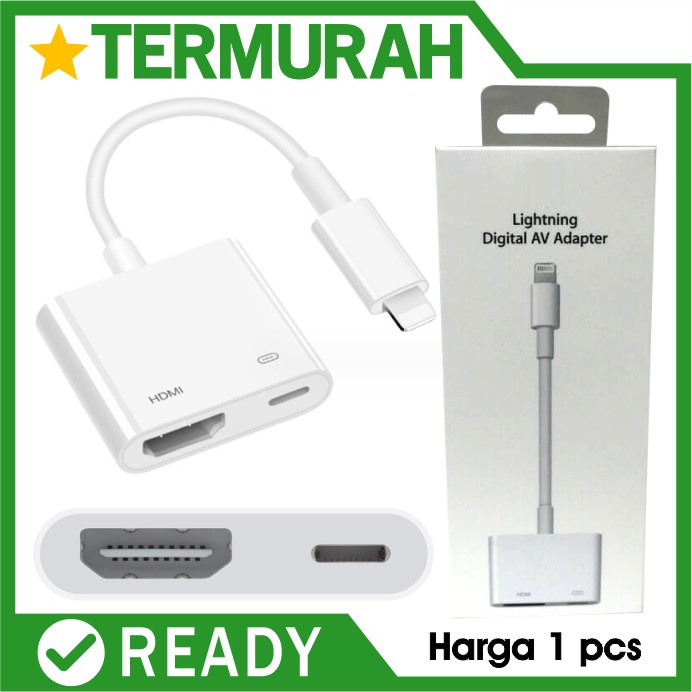 Jual APPLE Lightning to digital av ke hdmi iphone adapter ipad lcd TV | Shopee Indonesia