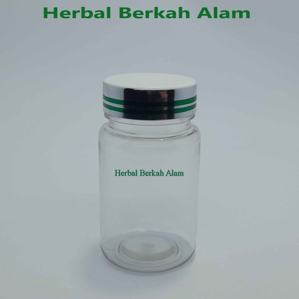 Jual Botol Obat 100 ml Natural Tutup Putih List Full Silver Line Hijau ...