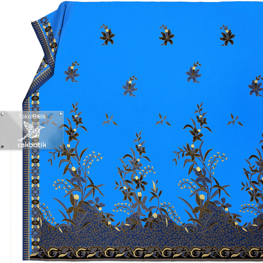 Jual batik - Motif Modern Bunga Manis Elegan (Biru) | Shopee Indonesia