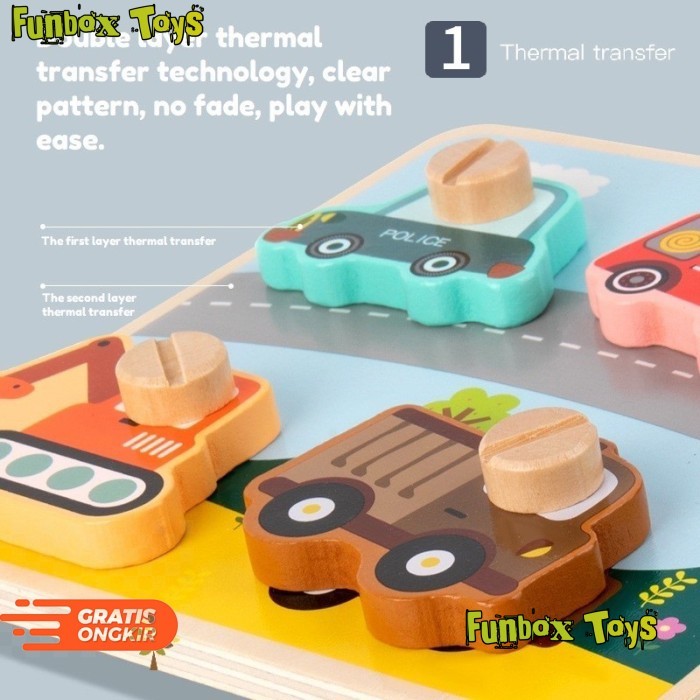 Jual Nut Pairing Plate Mainan Kayu Puzzle dan Sekrup Screw Wooden Toy ...