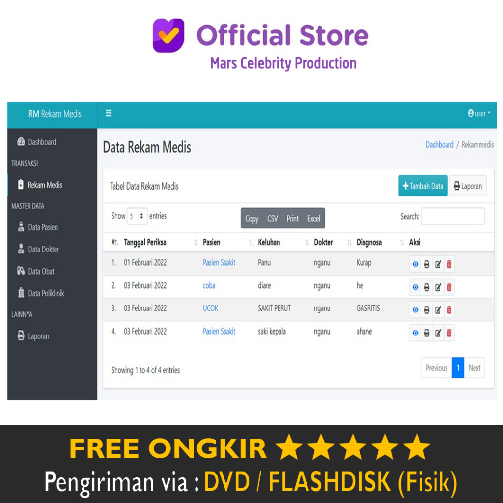 Jual Software Rekam Medis Rumah Sakit Klinik Berbasis Web PHP Codeigniter Source Code Premium ...