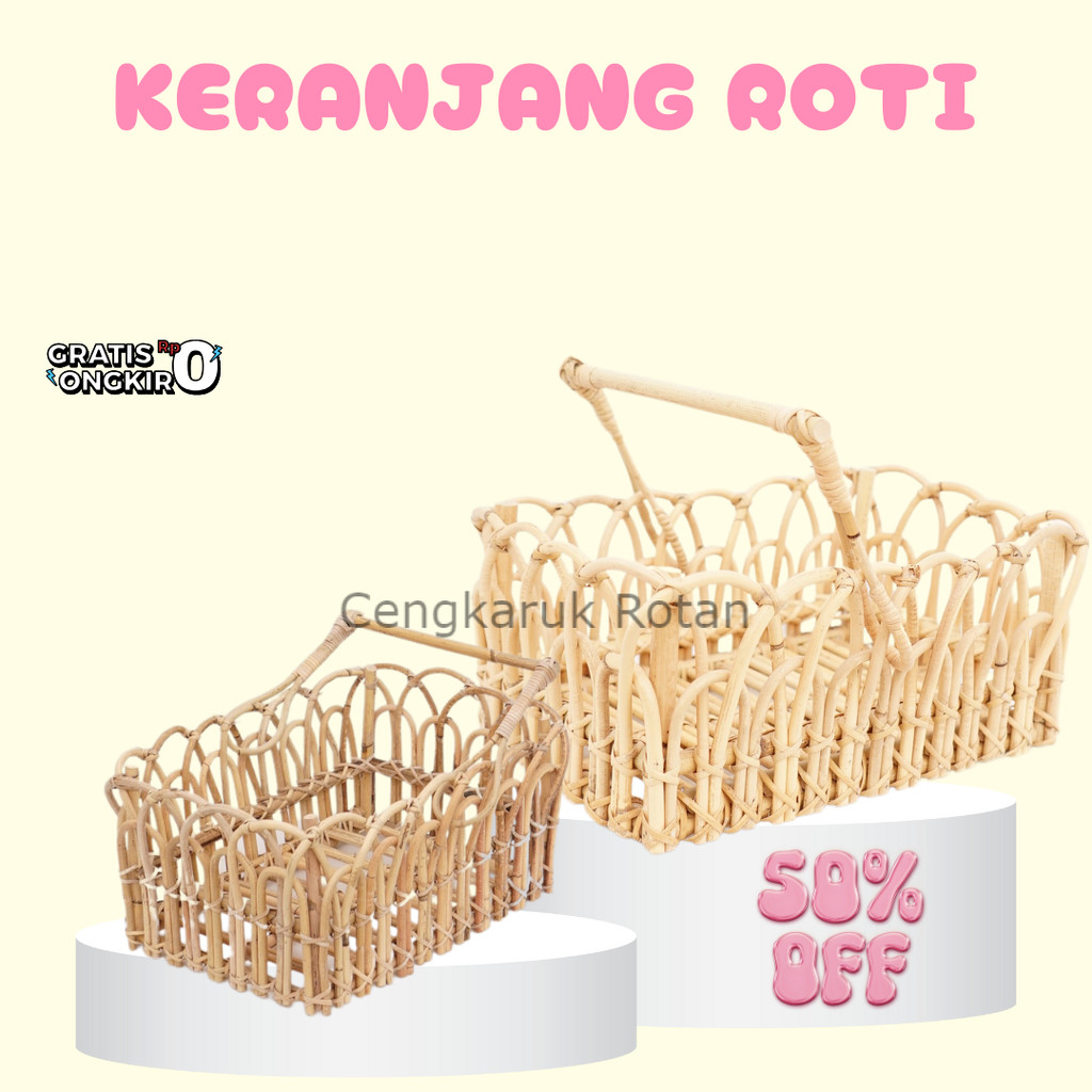 Jual Keranjang Roti Rotan Anyaman Premium Serbaguna – Baki Penyimpanan ...