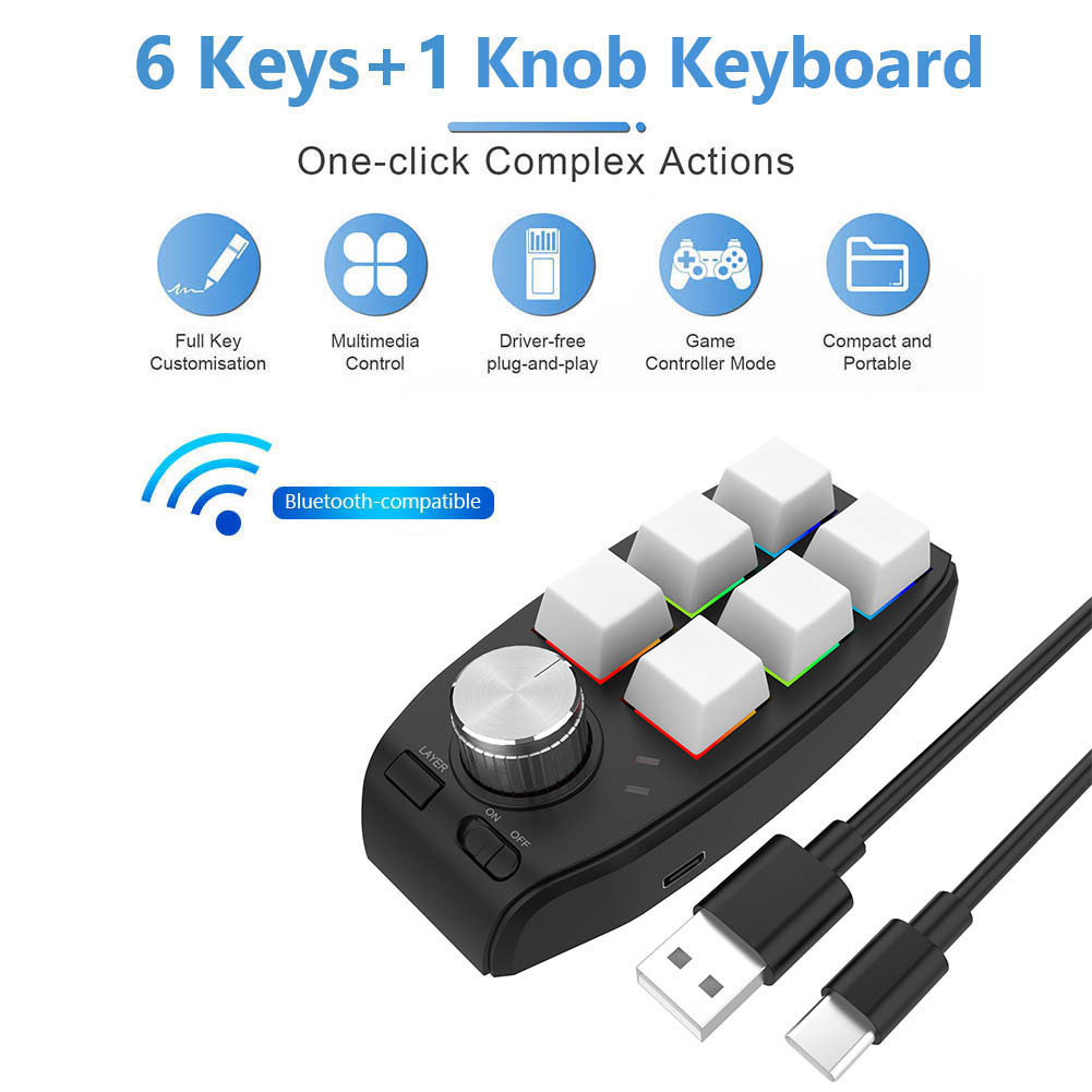 Jual Programming Macro Custom Mechanical Keyboard RGB 6 Key 1 Knob Copy Paste Mini Button ...