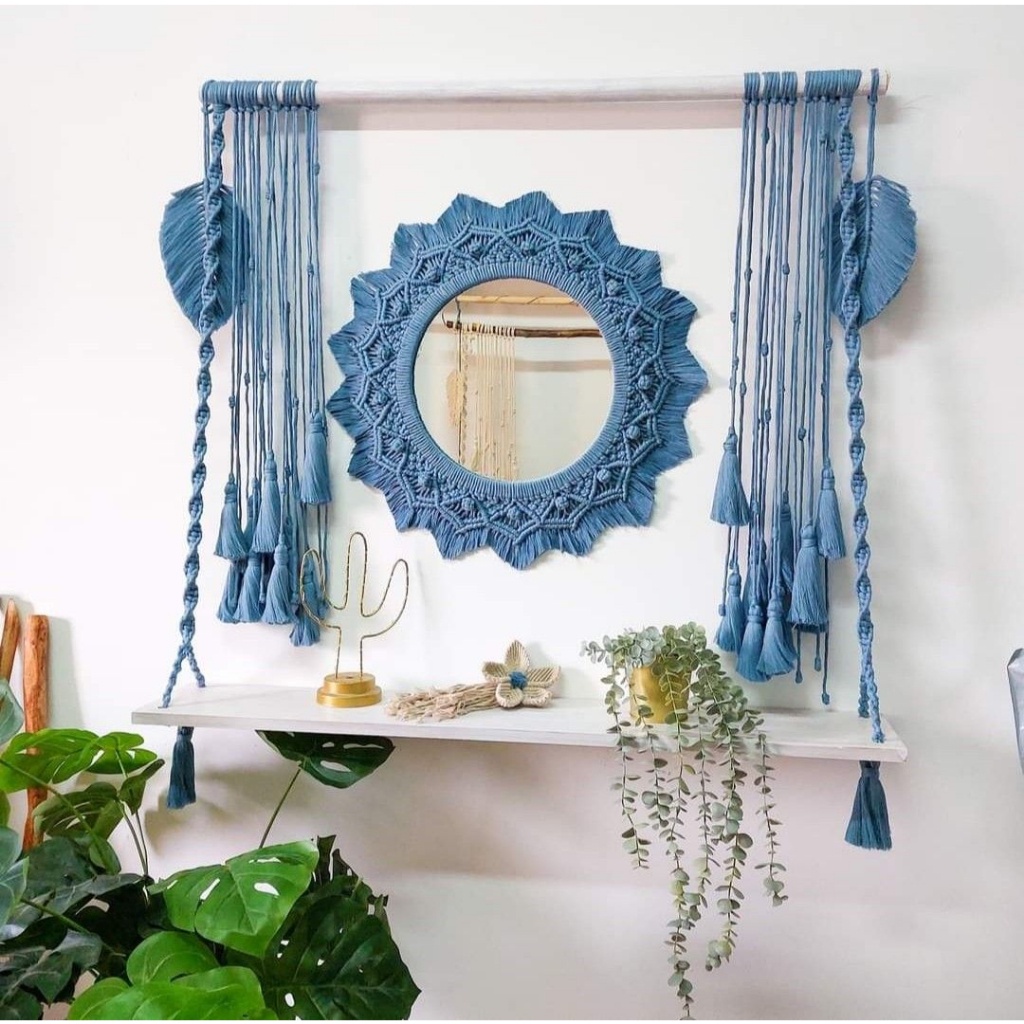 Jual PREMIUM MACRAME MACRAME CERMIN DENGAN CERMIN / macrame miror with ...