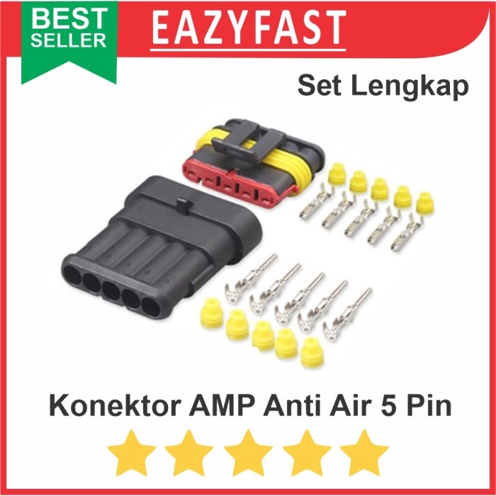 Jual Konektor AMP 5p 5 Pin Kaki Waterproof Connector Anti Air Socket ...