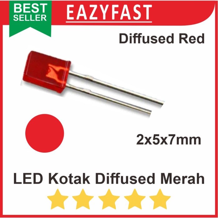 Jual LED Kotak 5mm 5 mm Diffused Red Merah Petak Persegi Panjang 2x5x7 ...