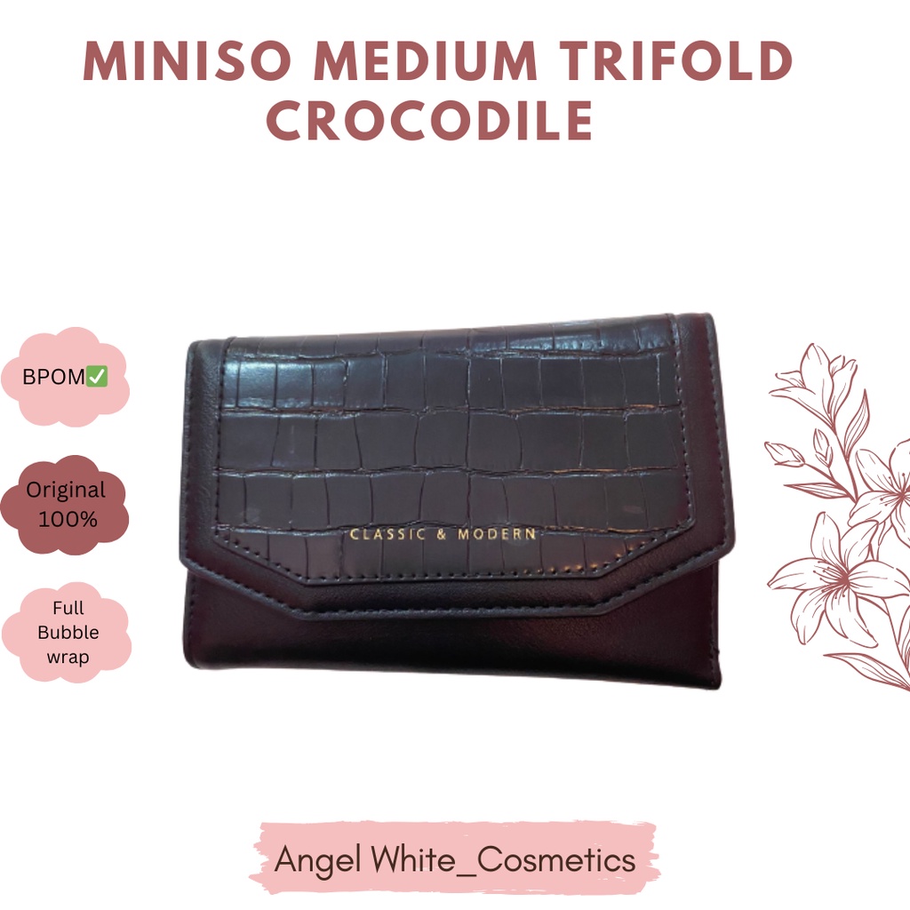 Jual MINISO WOMEN'S WALLET MEDIUM TRIFOLD CROCODILE PATTERN WALLET ...