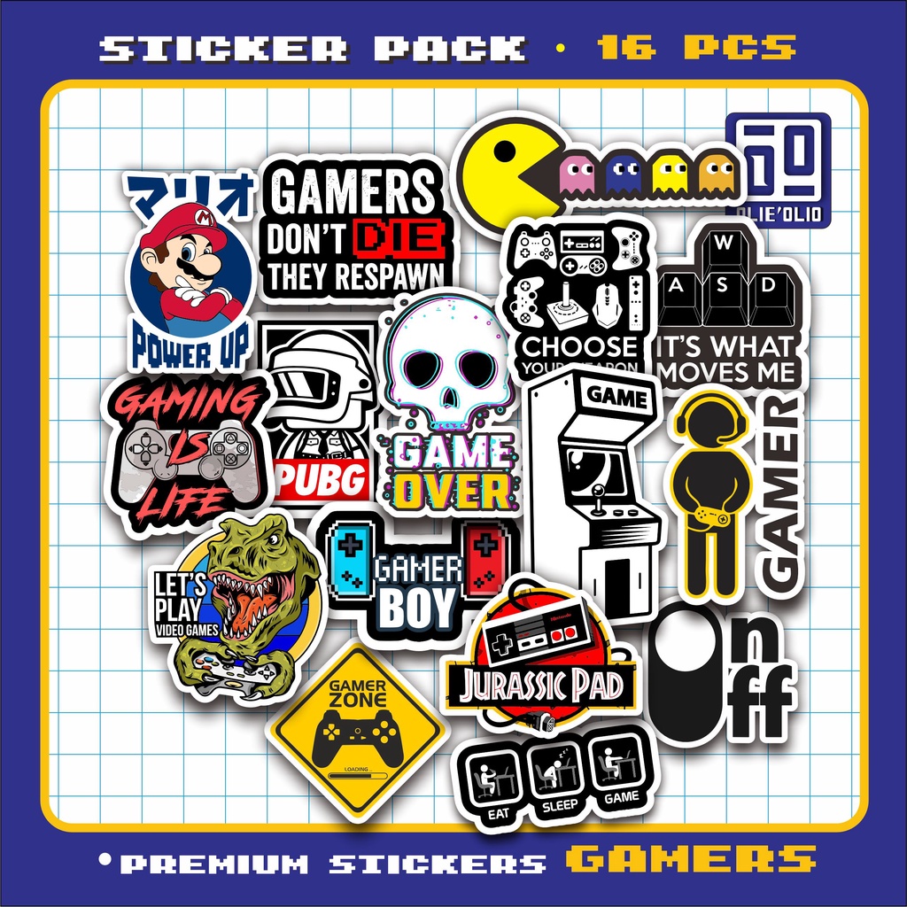 Jual STIKER GAMERS GAME PACK ISI 16 PCS STICKER VINYL HP LAPTOP ANTI ...