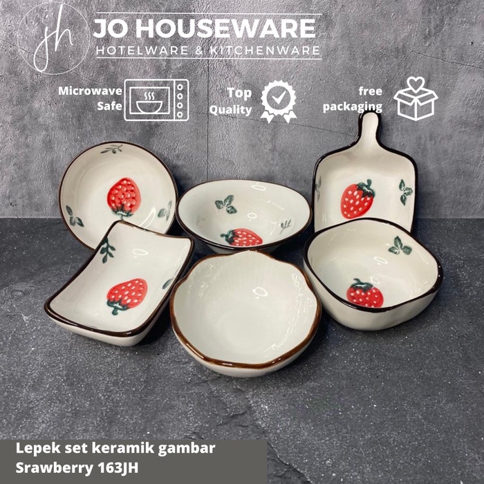 Jual Lepek mangkok kecil keramik set gambar buah / souvenir lepek unik ...