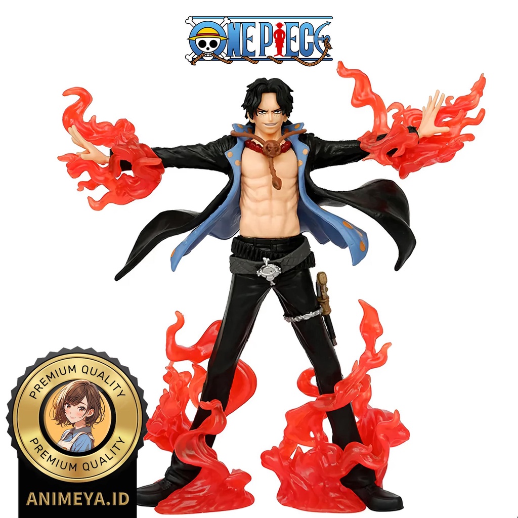 Jual ACTION FIGURE ONE PIECE PORTGAS D. ACE BERDIRI SUIT HITAM API ...
