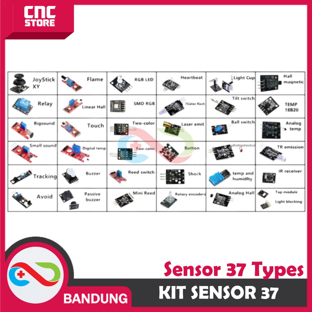 Jual KIT SENSOR 37 TYPES COMPATIBLE FOR ARDUINO | Shopee Indonesia