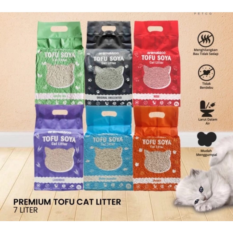 Jual Tofu Pasir Ampas Tahu ANIMAL & CO Tofu Soya Cat Litter 7 Liter ...