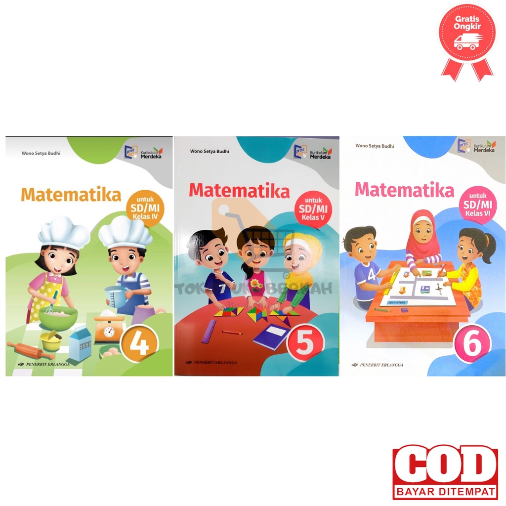 Jual BUKU MATEMATIKA SD/MI Kelas 1 2 3 4 5 6 Penerbit Erlangga - Kurikulum Merdeka - Wono Setya ...