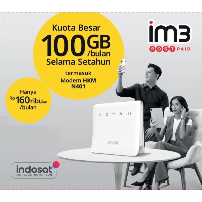 Jual HKM N401 MODEM WIFI 4G HIGH SPEED HOME ROUTER BUNDLING INDOSAT IM3 | Shopee Indonesia