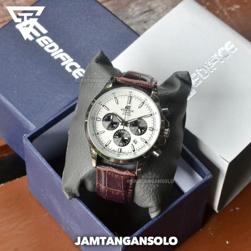 Jual (COD) JAM TANGAN CASI0 EDIFICE PRIA ANALOG CHRONO KULIT KALEP ...