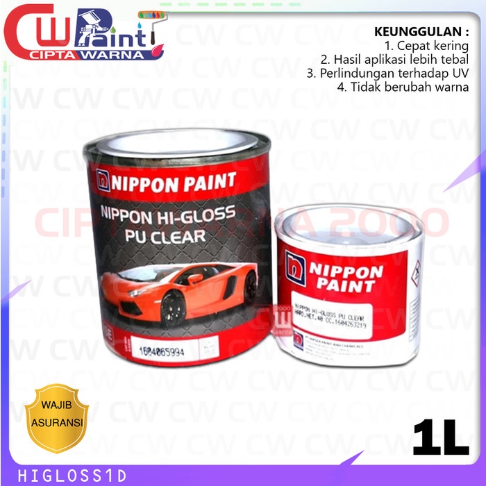 Jual Nippon Paint Clear PU Hi Gloss Doff Cat DUCO Transparan 1 Liter ...