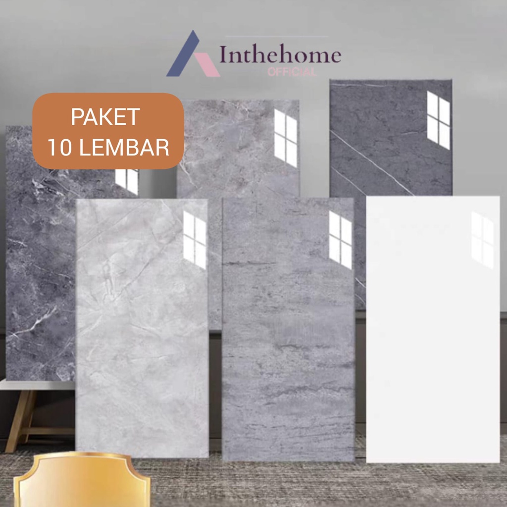 Jual (PAKET 10 LEMBAR) Wallpaper dinding Vinyl Marble 30 x 60 cm 0,3cm ...