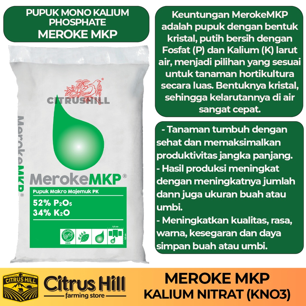 Jual PUPUK MEROKE MKP MonoKalium Phosphate ORIGINAL KEMASAN PABRIK 1KG ...