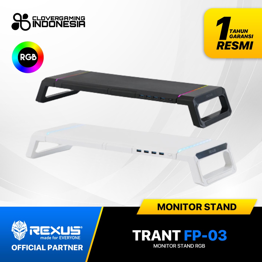 Jual Rexus FP03 FP-03 Trant Monitor Stand RGB LED with 4 Port USB 3.0 | Shopee Indonesia