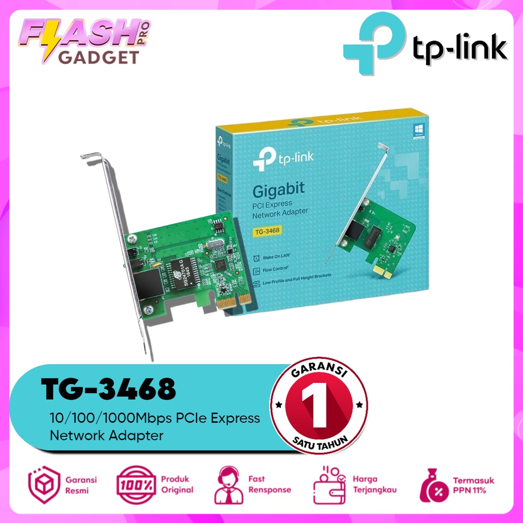 Jual Tp-link Lan Card TG-3468 Gigabit PCI Express Network Adapter | Shopee Indonesia