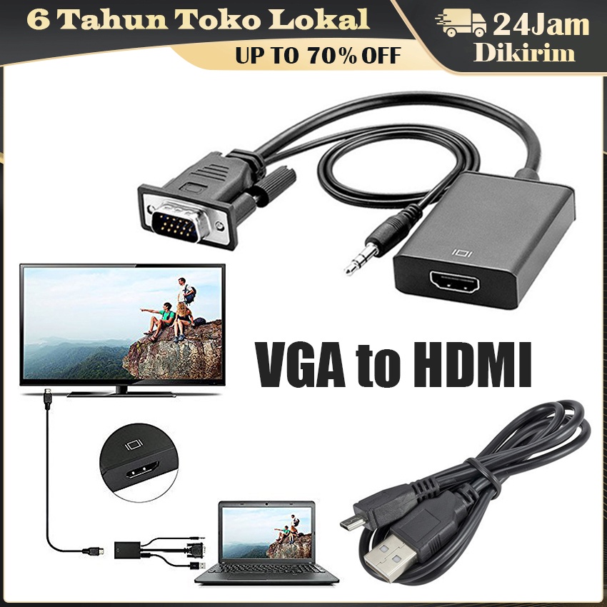 Jual Adapter VGA Input TO HDMI Output With Audio Input HD1080P Untuk PC ...