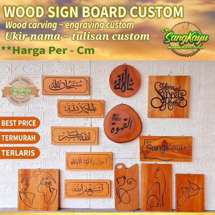 Jual Papan nama kayu custom signage sign ukir nama kayu custom sign ...