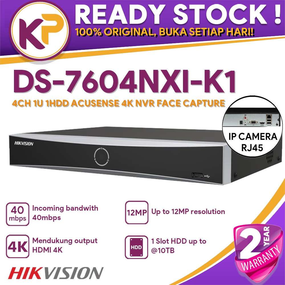 Jual HIKVISION DS-7604NXI-K1 4CH 1U 1HDD ACUSENSE 4K NVR FACE CAPTURE ...