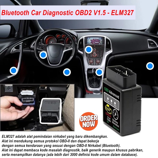 Jual Alat Dianostik Mobil Bluetooth Car Diagnostic OBD2 V1.5 ELM327 ...