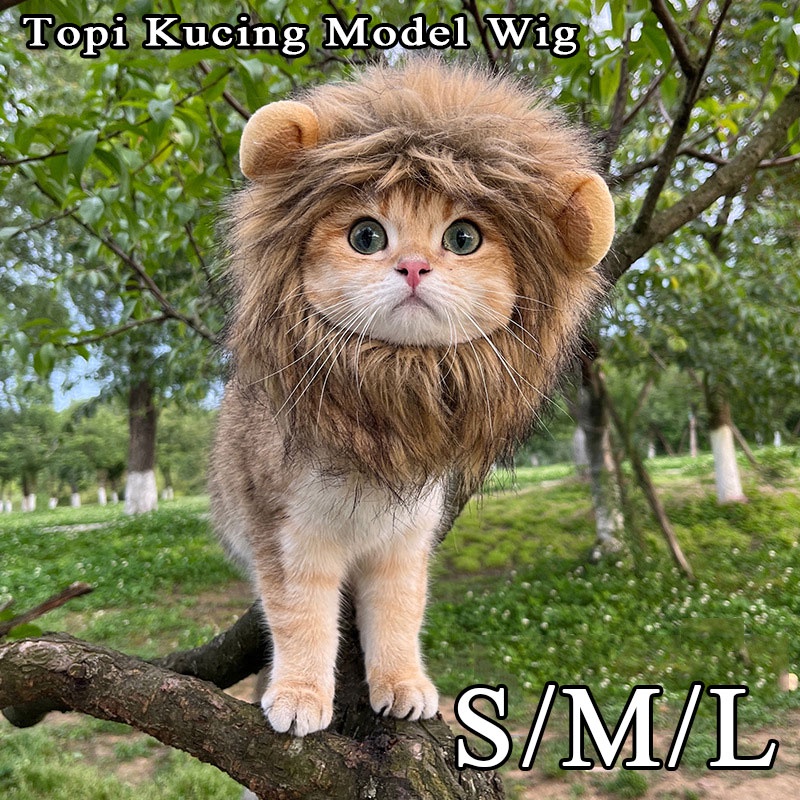 Jual Topi Kucing Model Wig / Kostum Wig Singa Dengan Telinga Untuk ...