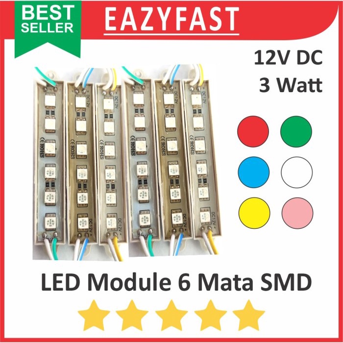 Jual Lampu LED Strip Module Modul 6 Mata SMD 12V DC 12 V Volt Motor Mobil | Shopee Indonesia