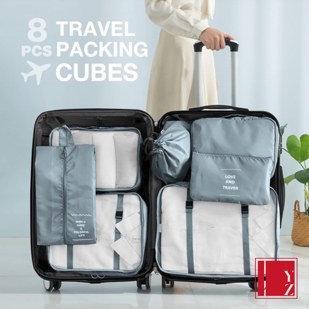 Jual Travel Bag Set 8 In 1 Storage Tas Penyimpanan Baju Koper Pouch ...