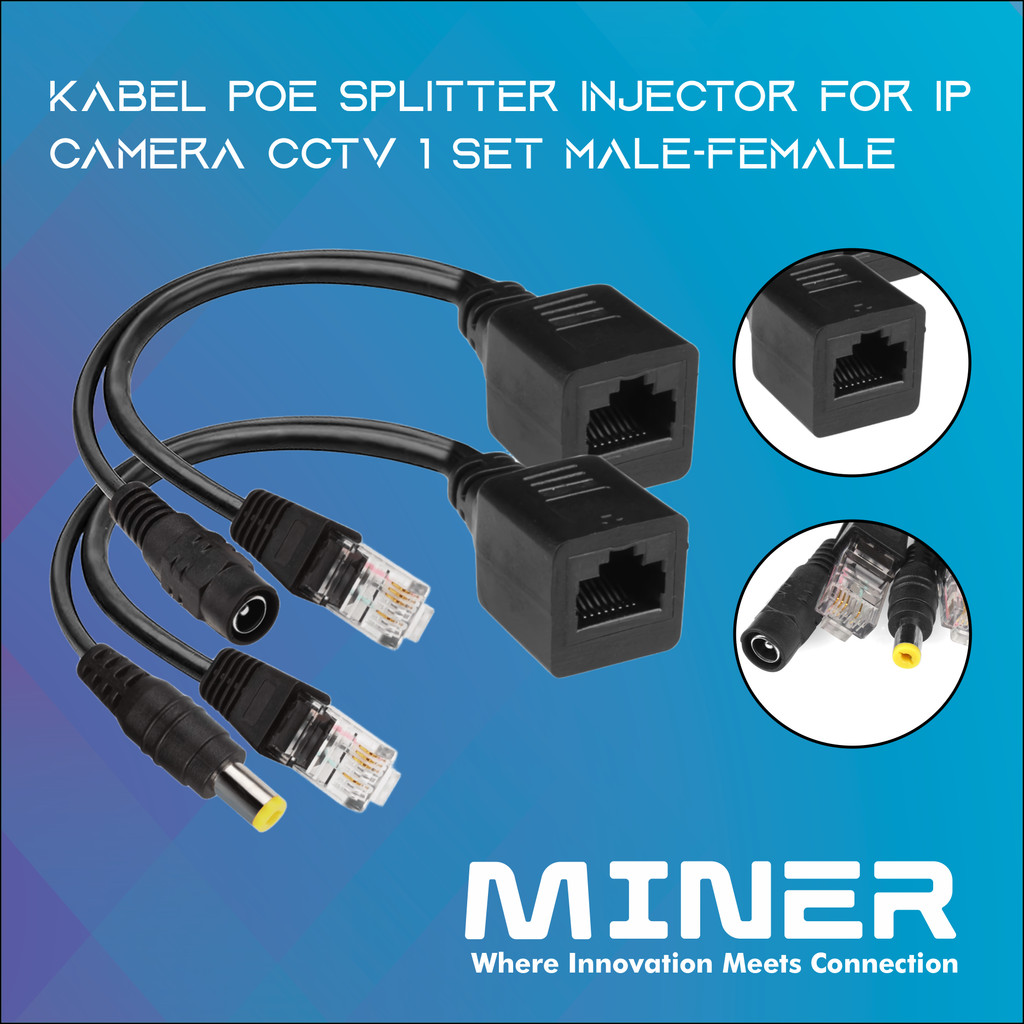 Jual Kabel POE Splitter Injector for IP Camera CCTV 1 Set Male-Female ...
