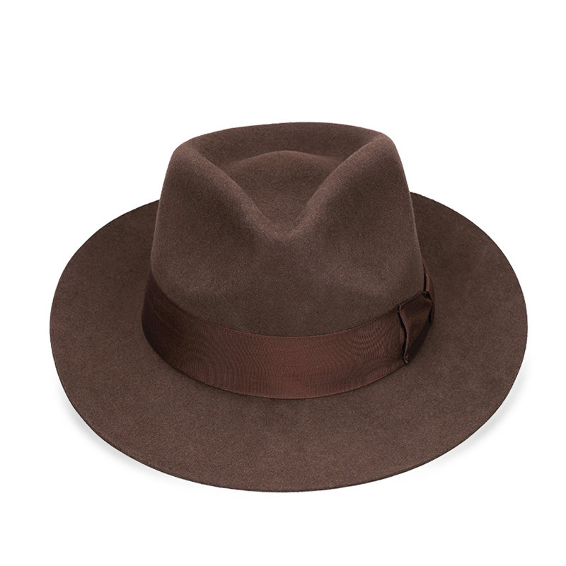 Jual New British 100% Wool Felt Hat Men Fedora Big Size Raw Edge Brim ...