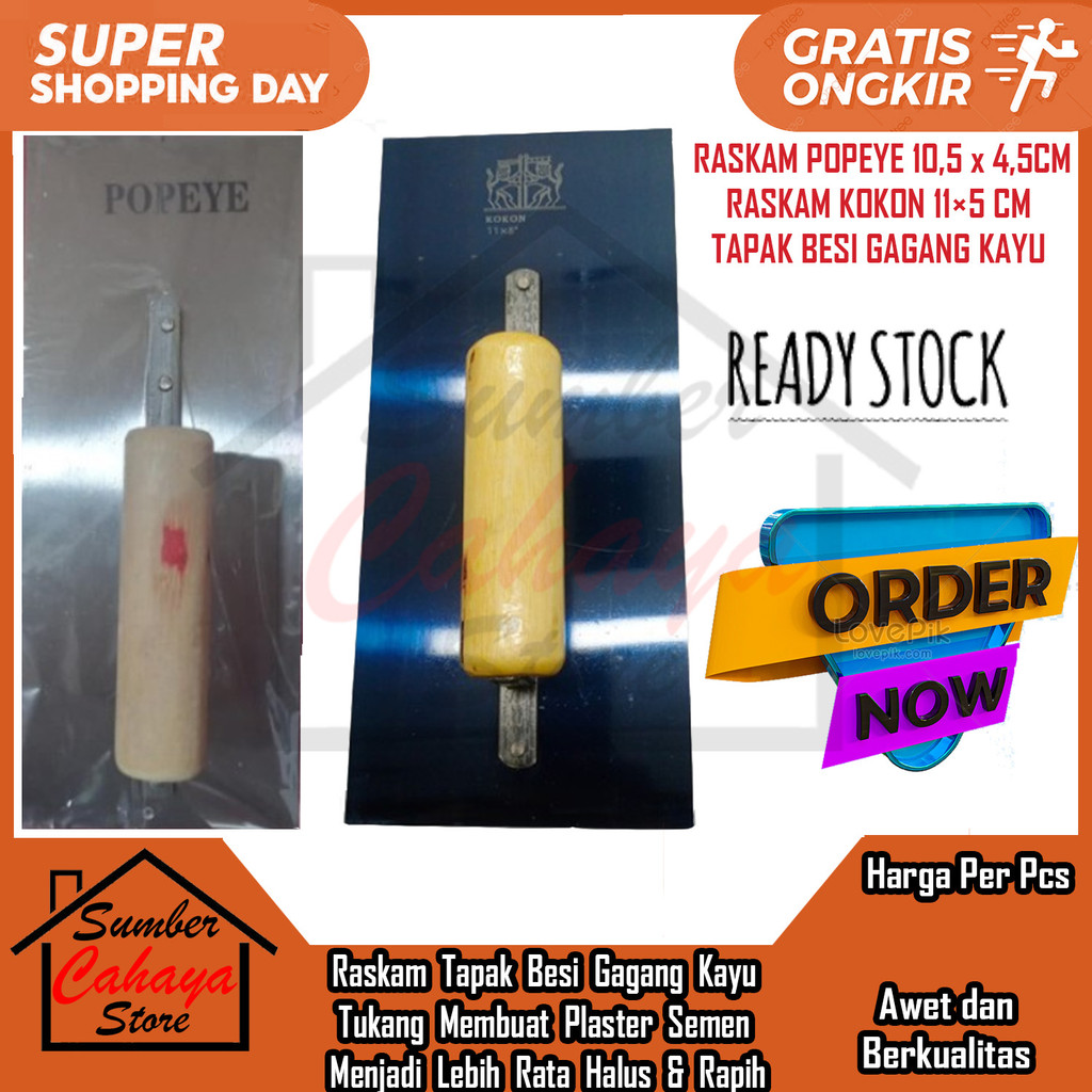 Jual Raskam Tapak Besi Semen Tukang Membuat Acian Plaster Cemen Rata ...
