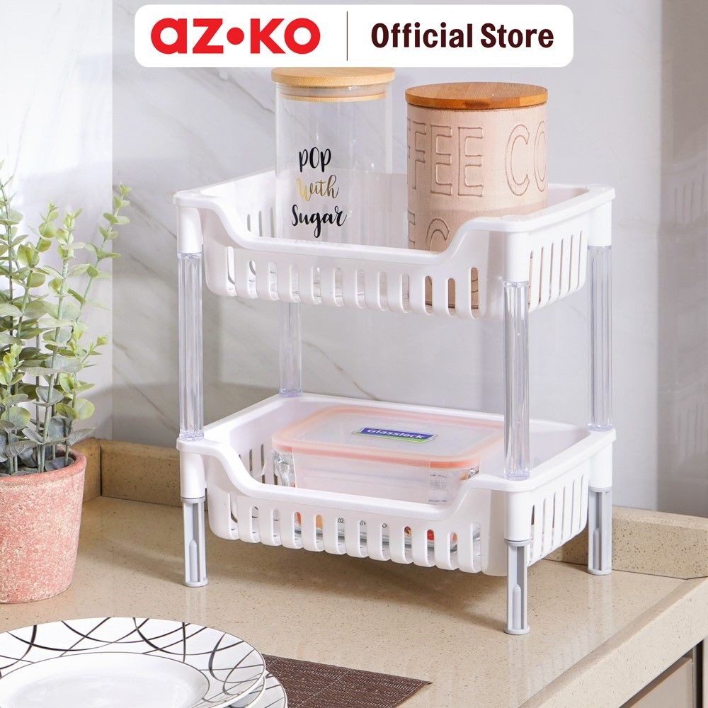 Jual AZKO Keyway Rak Plastik 2 Tingkat - Putih | Shopee Indonesia