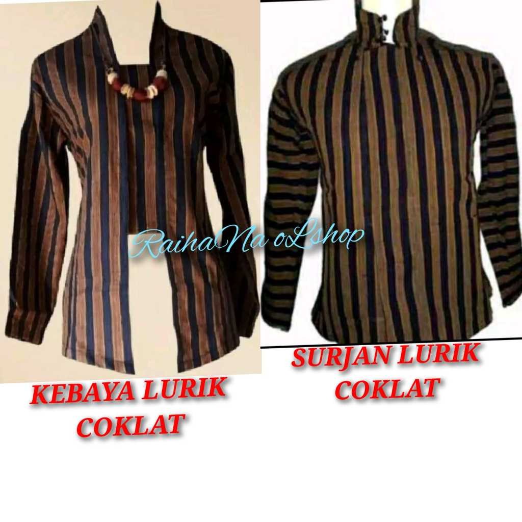 Jual LURIK COUPLE BAJU ADAT JAWA | SURJAN LURIK COKLAT + KEBAYA LURIK COKLAT | COUPLE PAKAIAN ...