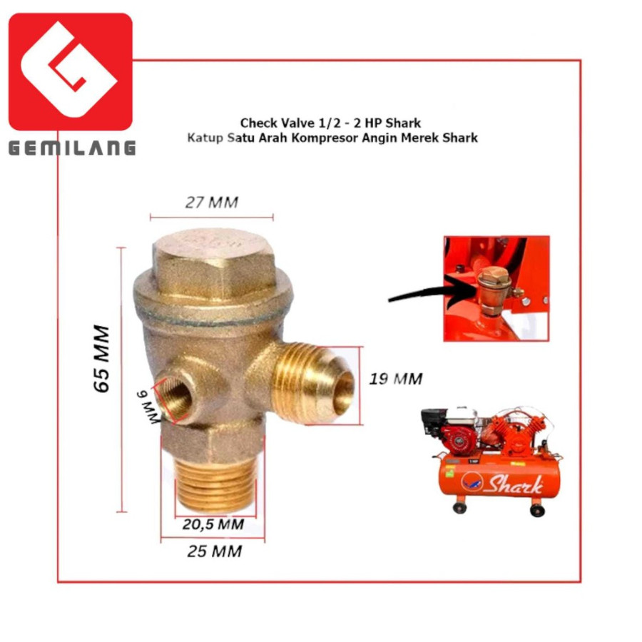 Jual Check Valve Kompresor Kuningan Type 1/2 Hp- 2 Hp | Shopee Indonesia