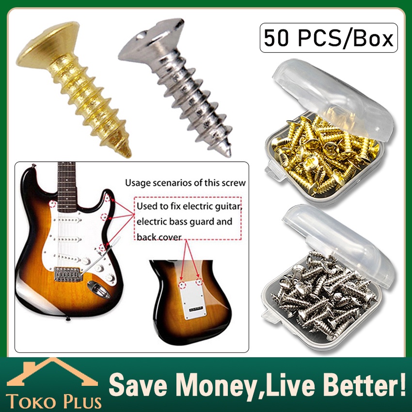 Jual 50Pcs Guitar & Bass Pickguard Screws for Strat & Tele Guitar Bass ...