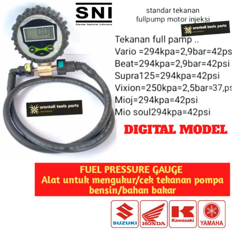Jual Fuel pressure gauge digital Alat cek ukur tekanan pompa bensin ...