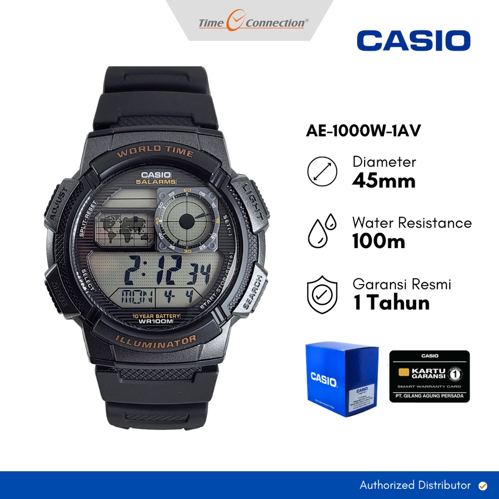 Jual Casio AE-1000W-1AV Hitam Original / Jam Tangan Pria Digital Black Resin | Shopee Indonesia