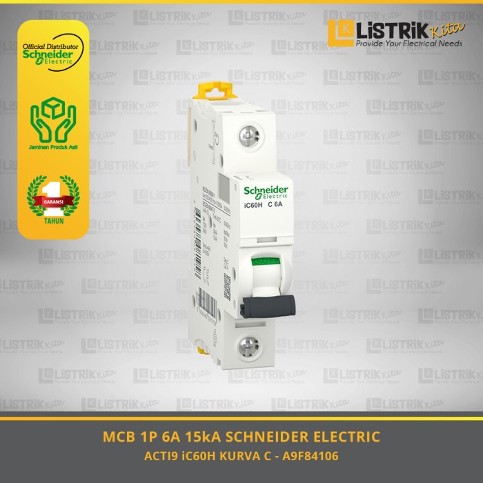 Jual Schneider Mcb Ic60H 1P 6A C - A9F84106 | Shopee Indonesia