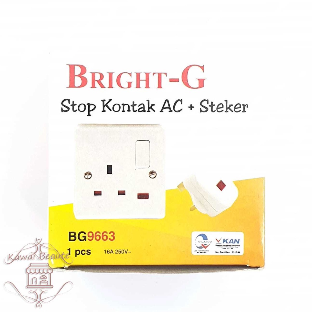 Jual Bright G BG-9663 SET Stop Kontak AC Outbow Plus Steker Kaki 3 + Saklar | Shopee Indonesia