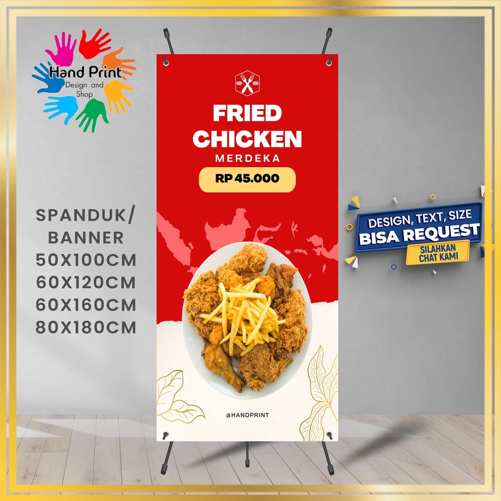 Jual SPANDUK / BANNER Fried Chicken Ayam Goreng Jajanan Pedas 60x160 CM ...