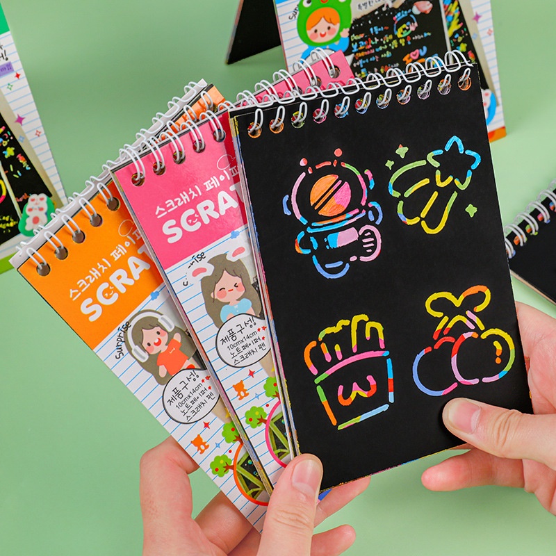 Jual SCRATCH NOTE / BUKU MAGIC WARNA / BLACK CARDBOARD MINI / SCRATCH ...