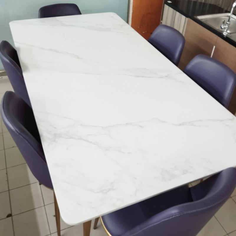 Jual Set Meja Makan + 6 Kursi Dining Table White Marmer Minimalis 312 ...